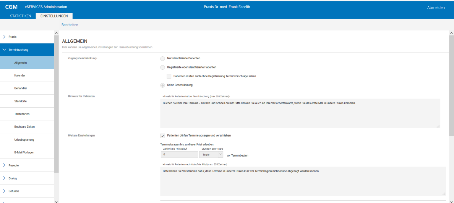 CLICKDOC eSERVICES Administration – Terminbuchung | CGM LIFE Support
